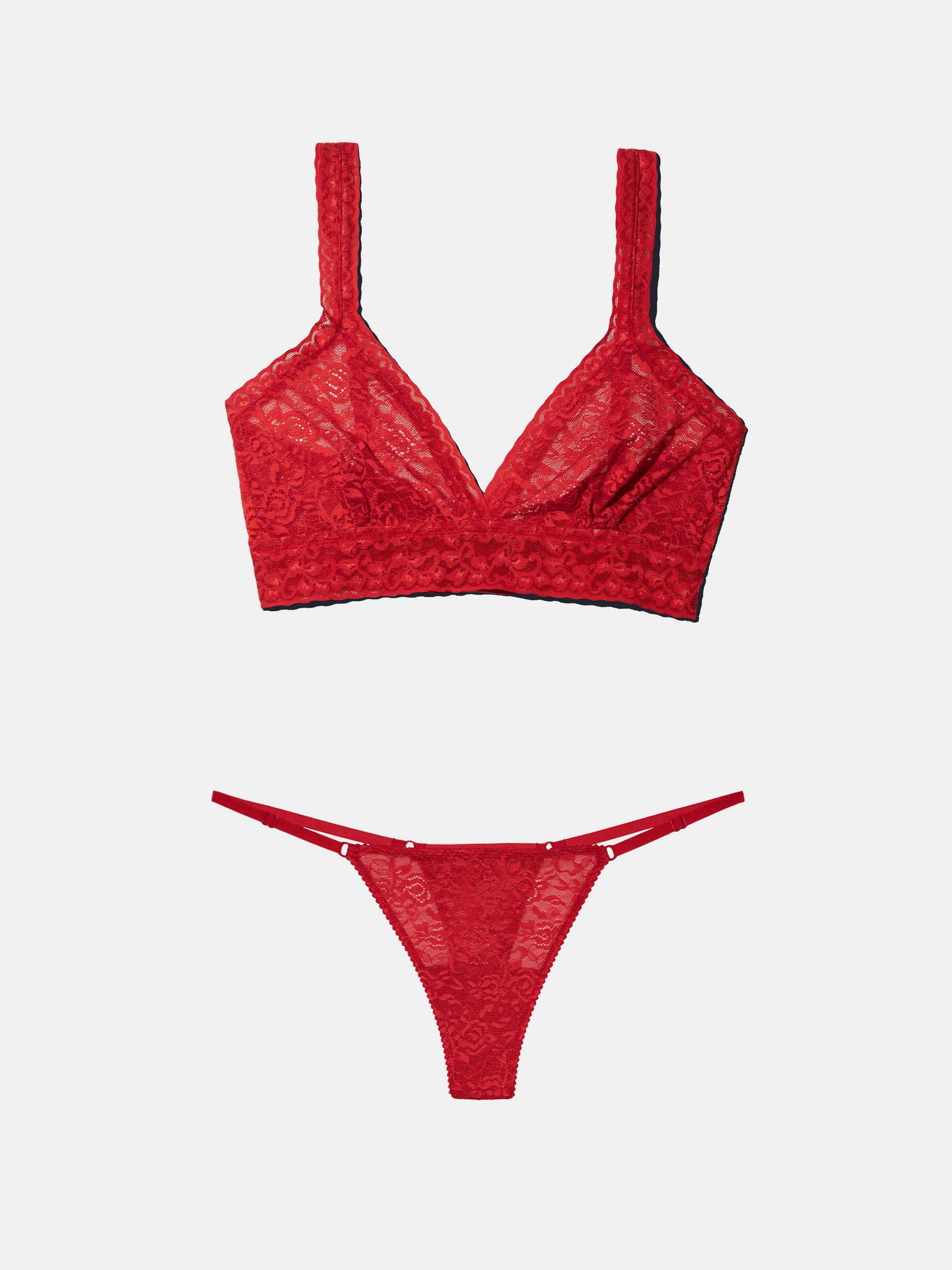 G String + Lace Bralette Haute Red - Premium Lace Underwear | Lace ...