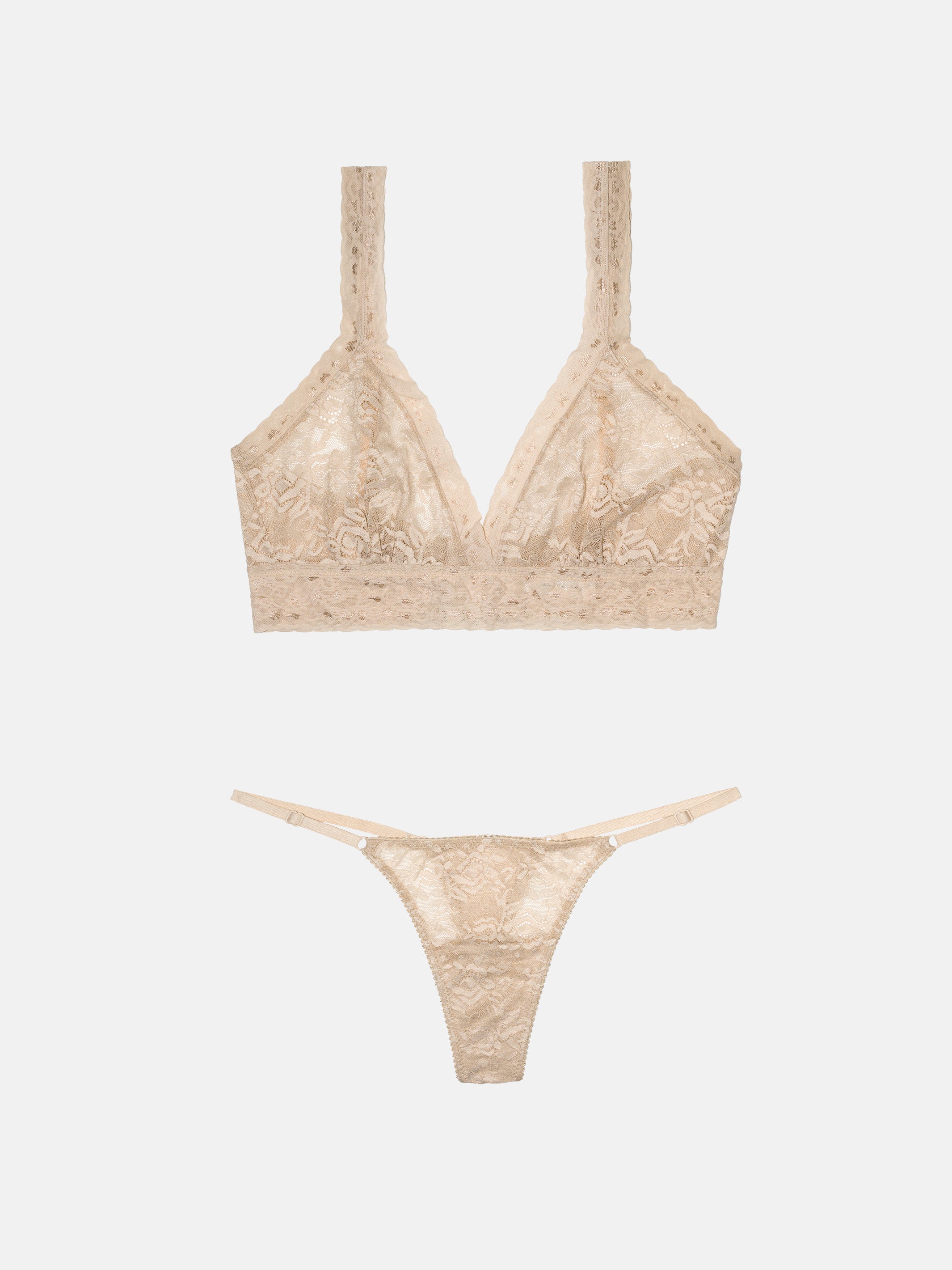 G String + Lace Bralette - Dune - Premium Lace Underwear set | Lace ...